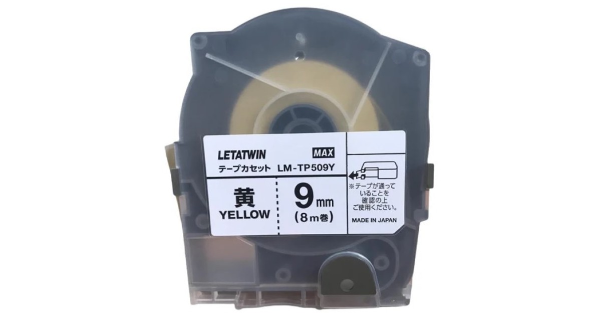 Băng giấy in nhãn cán màng Letatwin LM-TP509Y (9mm x 8m, đen/vàng)